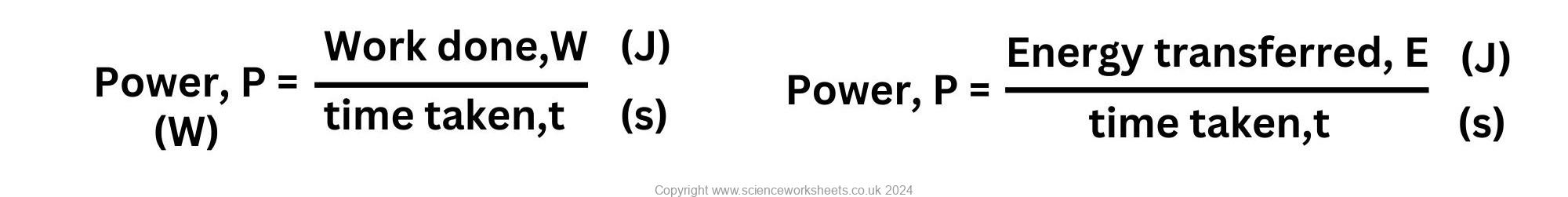AQA GCSE Power - Science Worksheets