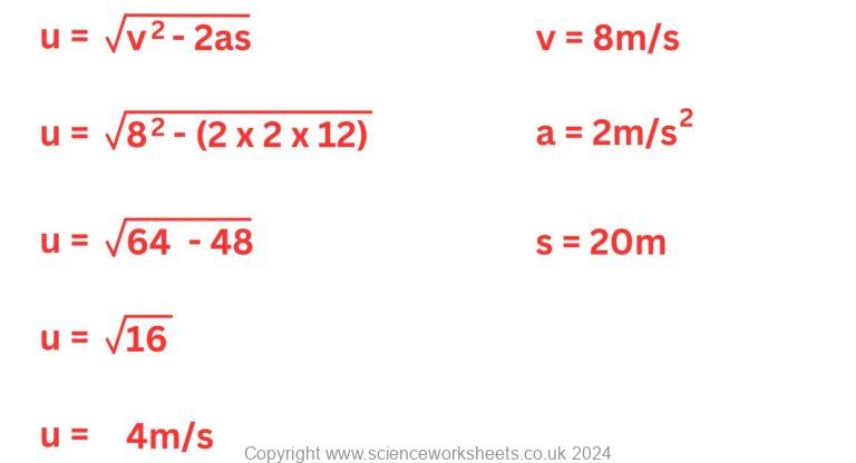 AQA GCSE Equation of Motion - Science Worksheets
