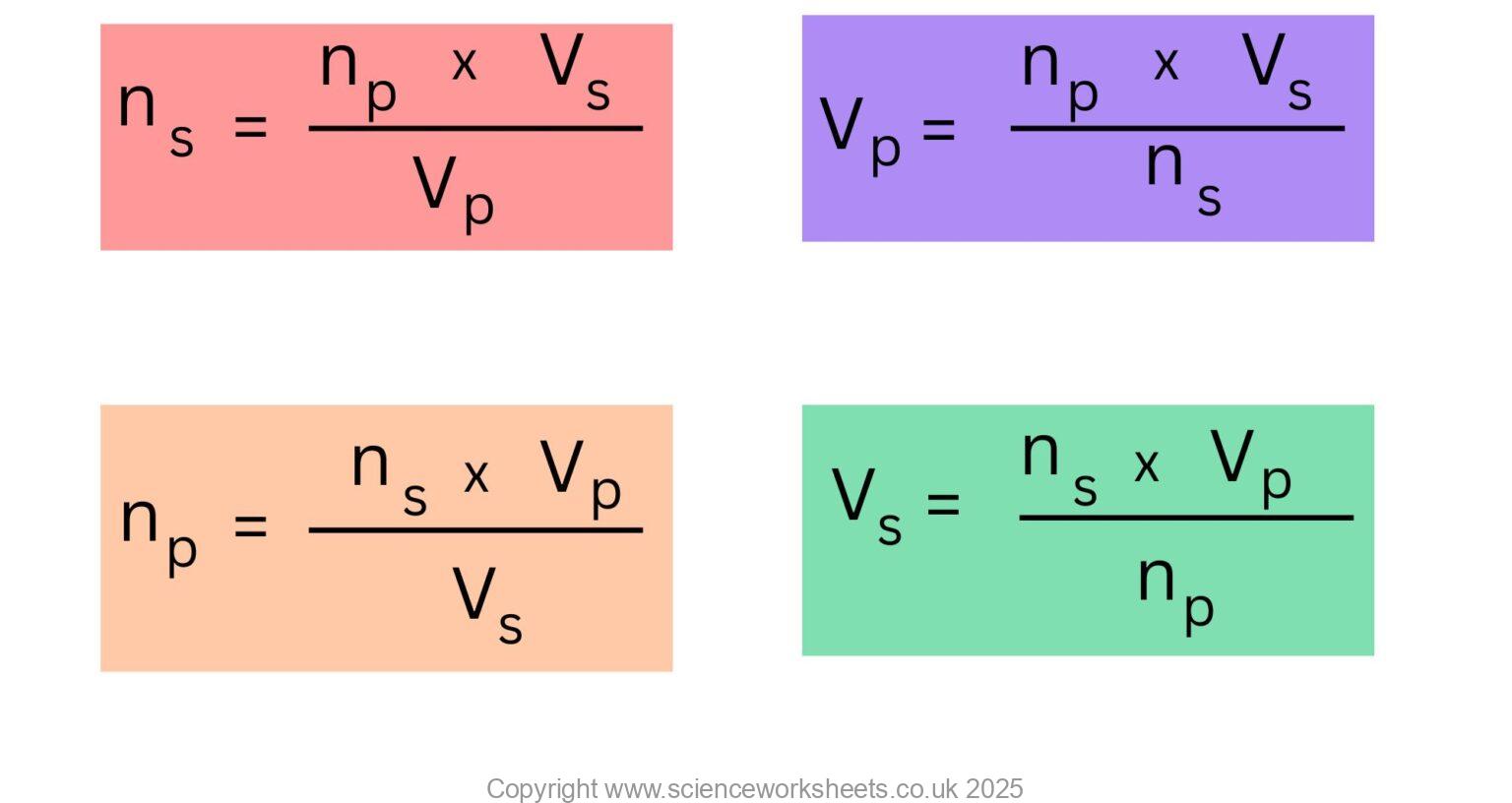 Aqa Gcse Calculations For Transformers Part 1 Science Worksheets